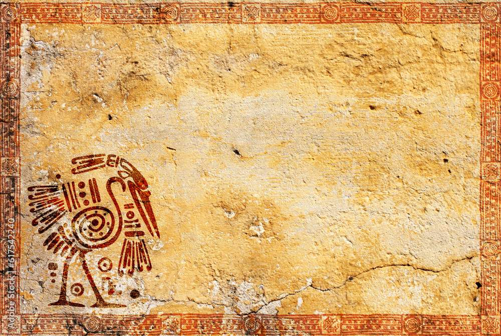 Background with grunge stucco wall texture of yellow color and American ...