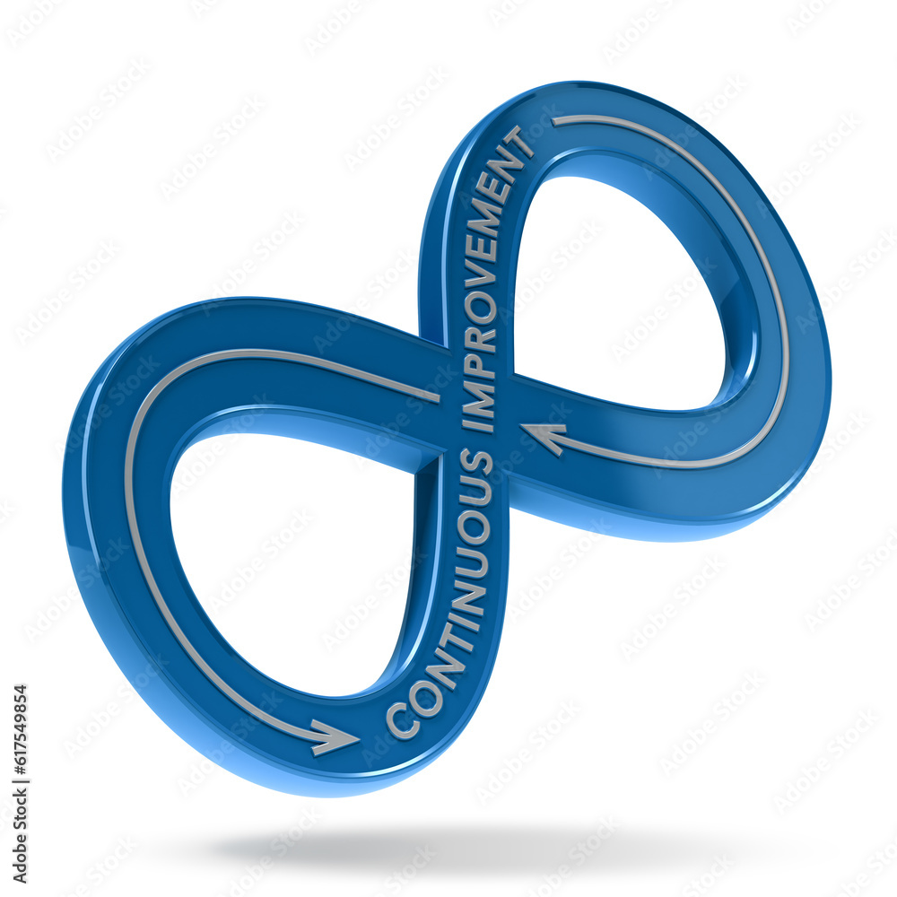 3D illustration of an infinite symbol with the text continuous ...