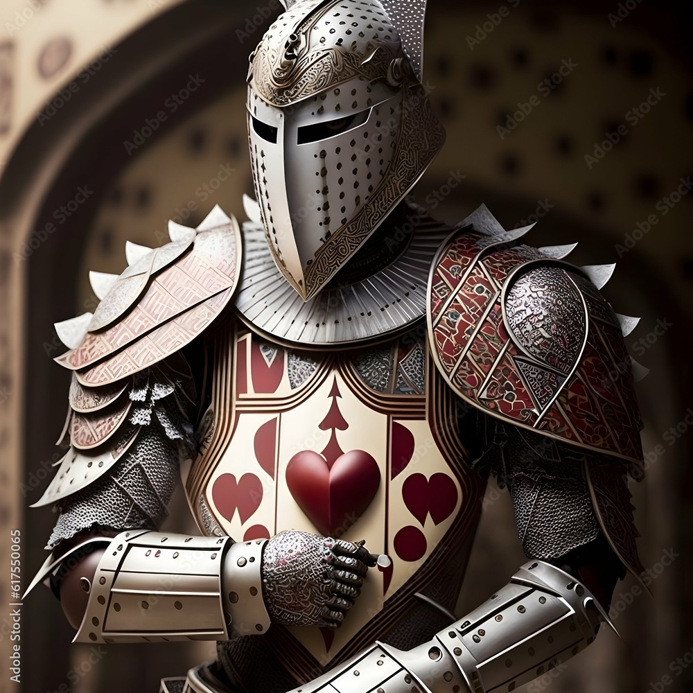 medieval armor crafted entirely out of playing cards Each card has been ...