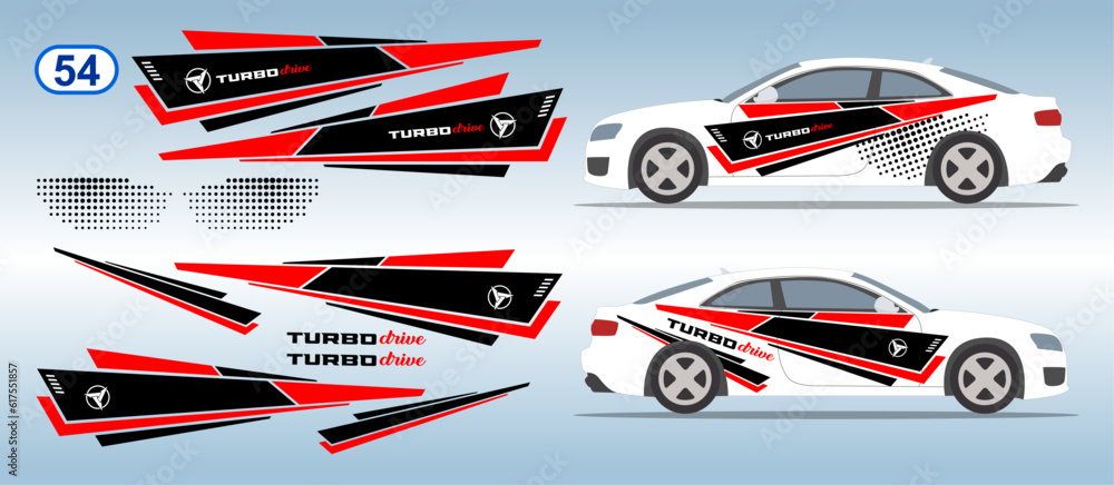 Car side door sticker stripe design. Auto vinyl decal template ...