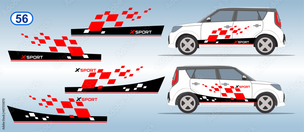 Car side door sticker stripe design. Auto vinyl decal template ...