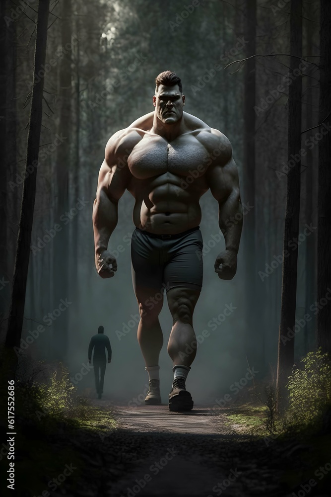 Giant man Of great height warrior walking in the middle of the German ...