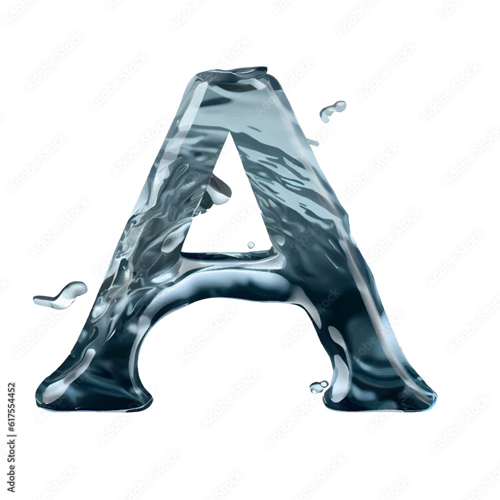 capital letter a in water with blank image background. Splash of liquid ...