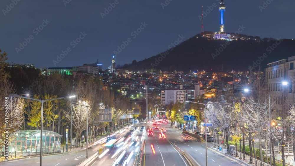 Seoul South Korea time lapse 4K, city skyline night timelapse at ...