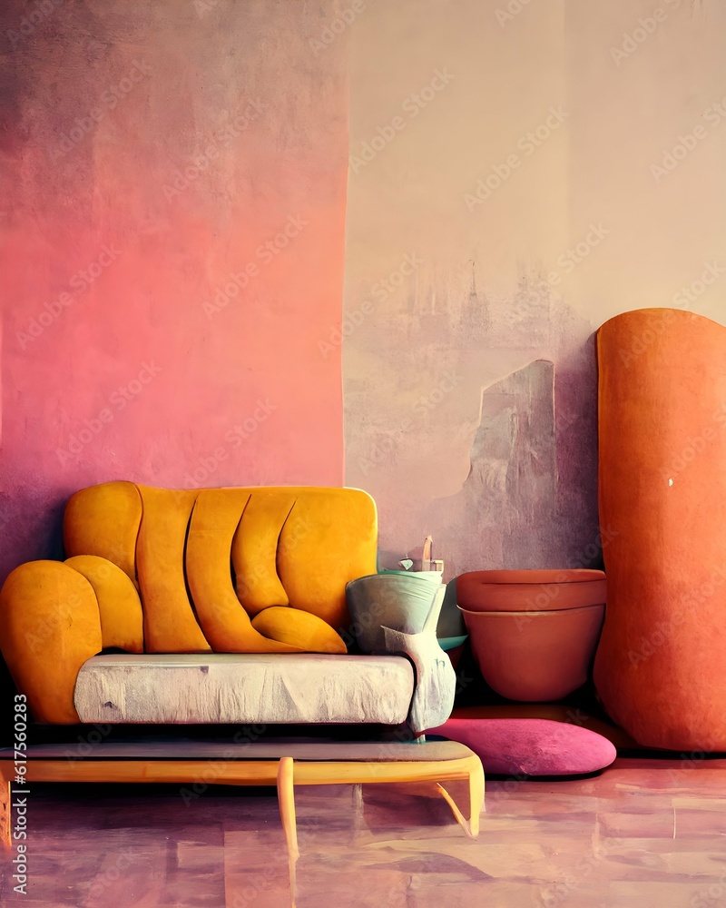 manly comfy modern crazy creative Living room big plants artsy pictures ...