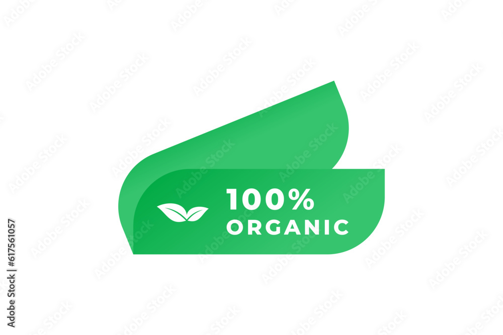100% organic label or 100% organic sign vector isolated in flat style ...
