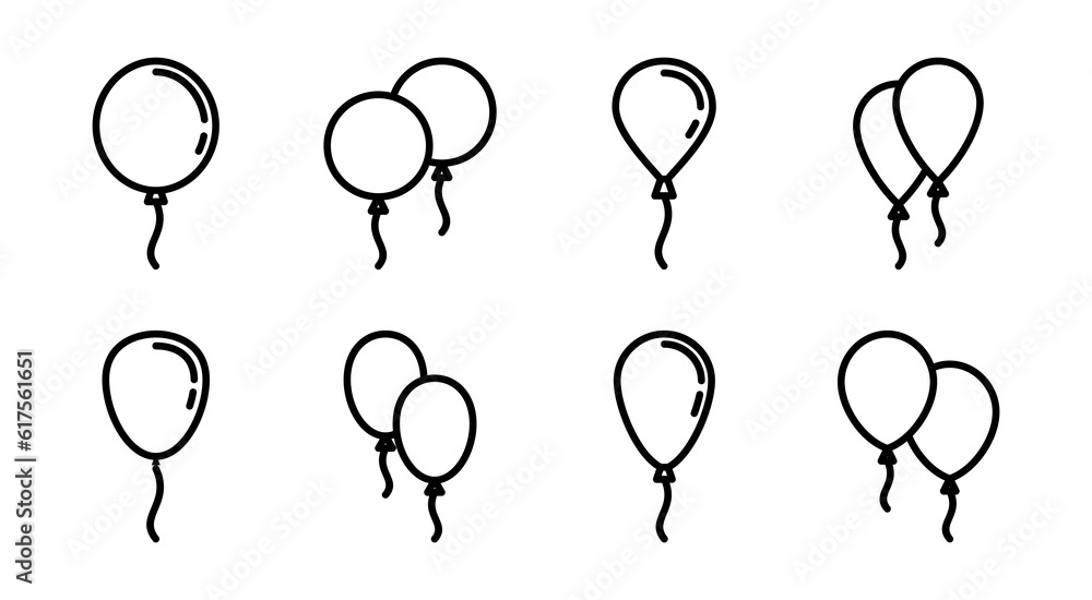 Balloon icon set illustration. Party balloon sign and symbol Stock ...
