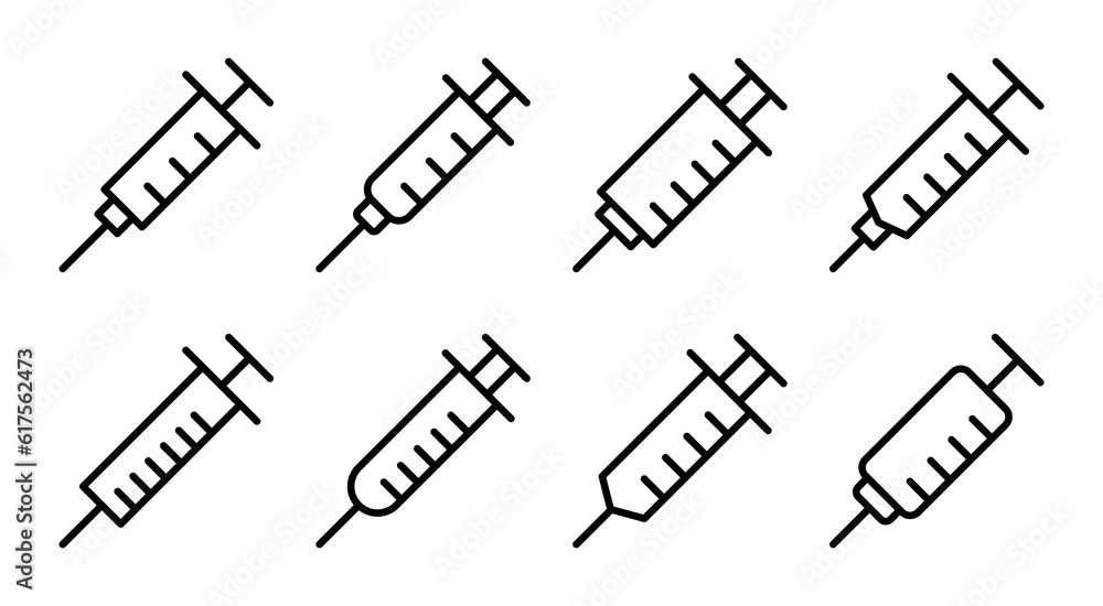 Syringe icon set illustration. injection sign and symbol. vaccine icon ...