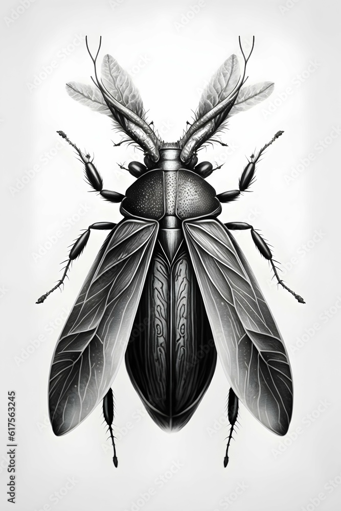 beetle wings spread charcoal drawing ballpoint pen drawing detailed ...