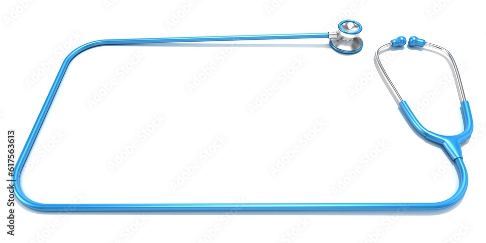 Blue stethoscope as frame, with space for text. Front view Stock ...