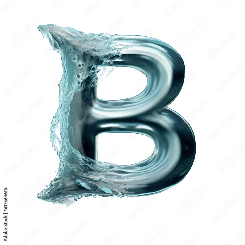 capital letter b in water with blank image background. letter b of ...