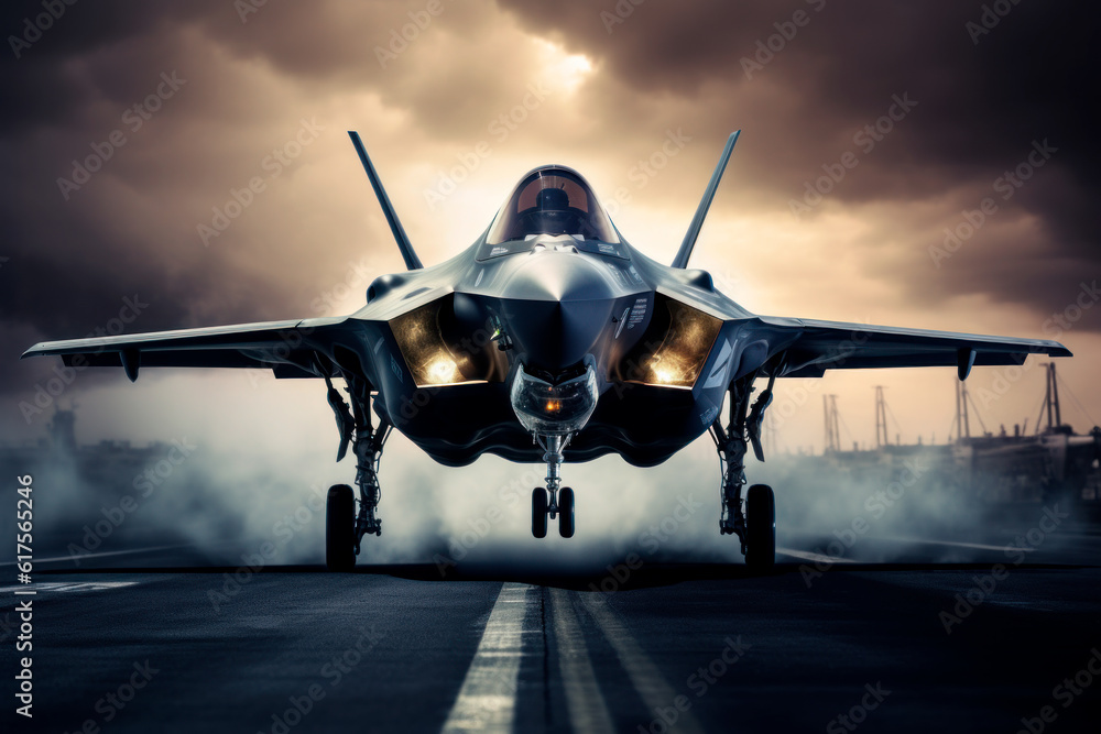 F-35 stealth fighter taking off. Generative AI Stock Illustration ...
