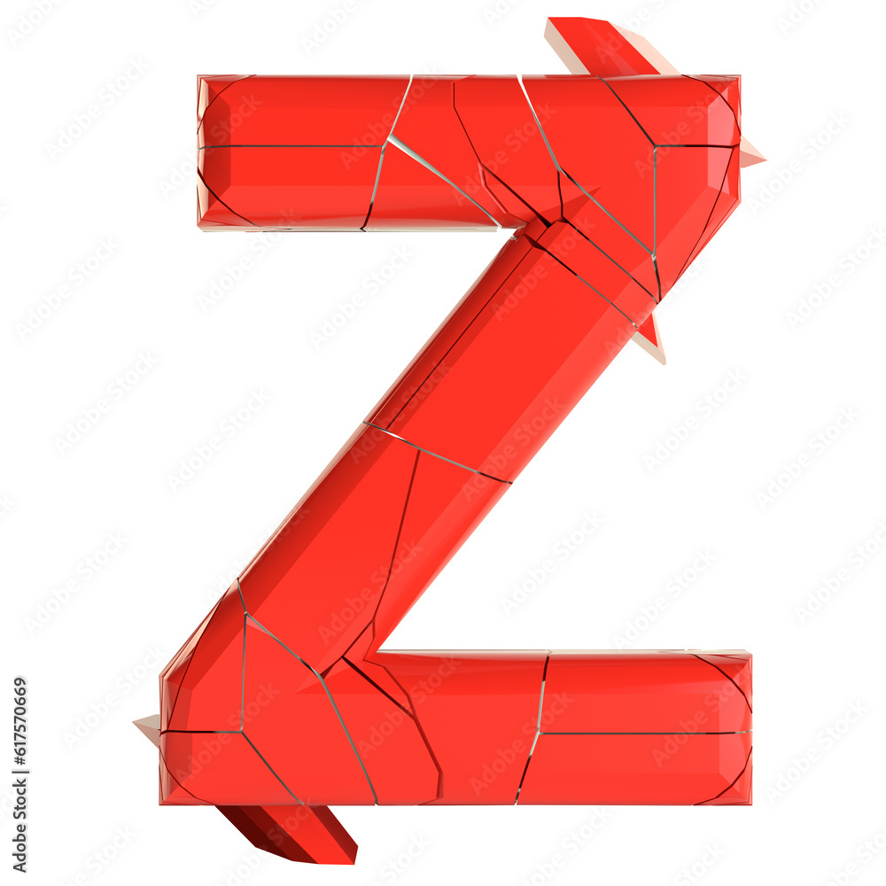 Futuristic red cracked letter. Abstract font for your design. Isolated ...