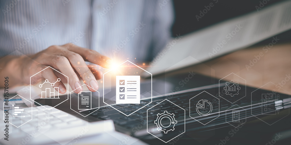 Accountant showing office document auditing concept ,plan review ...