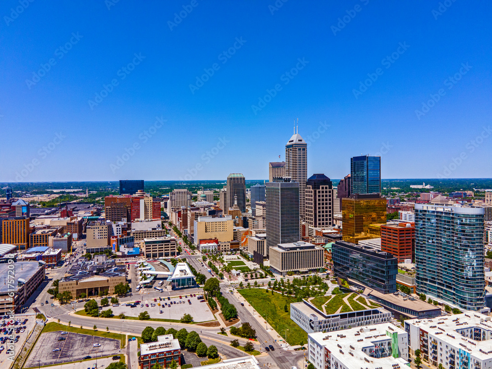 Indianapolis Downtown Skyline Aerial 16-bit HDR Stock Photo | Adobe Stock
