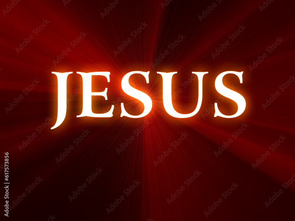 Jesus text with rays coming from center Stock Illustration | Adobe Stock