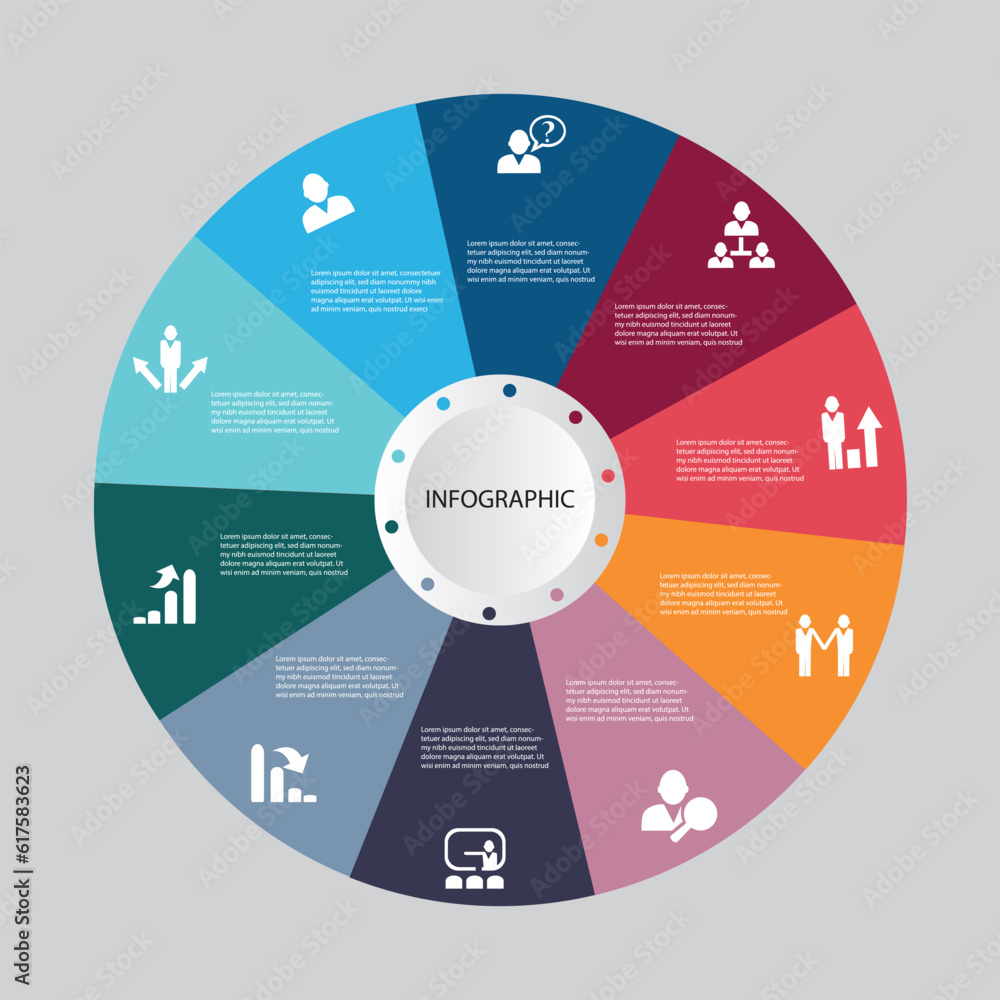 10 steps cycle chart infographics elements.vector illustration Stock ...