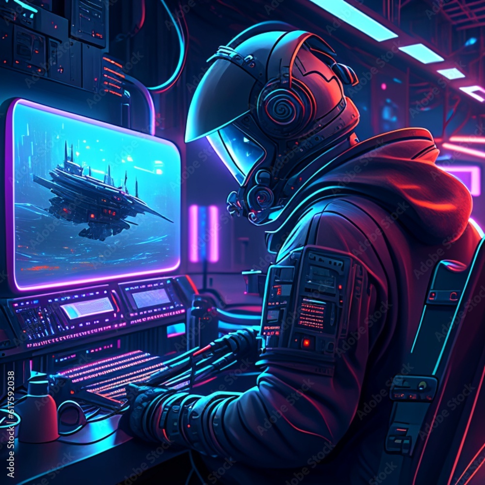 Techno Intrusion: Robot Hacker Illustration Breaking Digital Boundaries ...