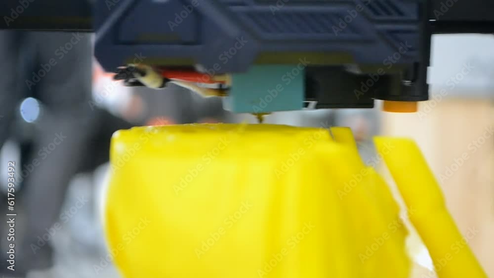 3D printer printing object close-up. Process creating three-dimensional ...