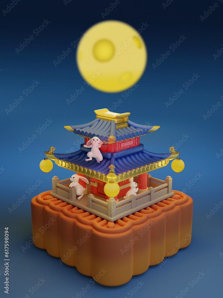 Moon rabbits celebrate the Mid Autumn Festival in Chinese style ...
