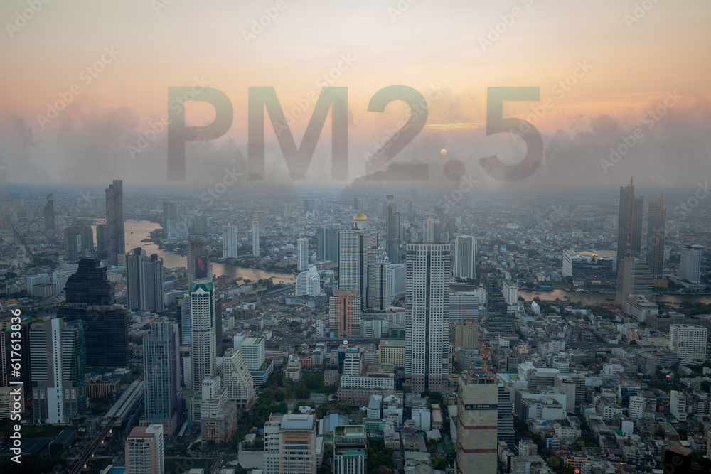 PM2.5 air pollution in Bangkok, dangerous haze and fog Stock Photo ...