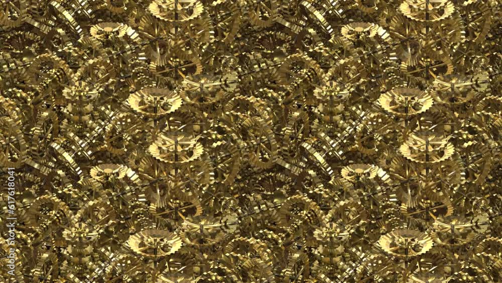 Cog Wheel Mechanism Gold Loop Tile texture. This footage is loopable ...