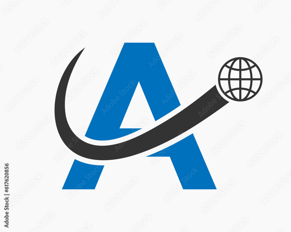 Letter A Global Logo Design. World Logotype Symbol Vector Template ...
