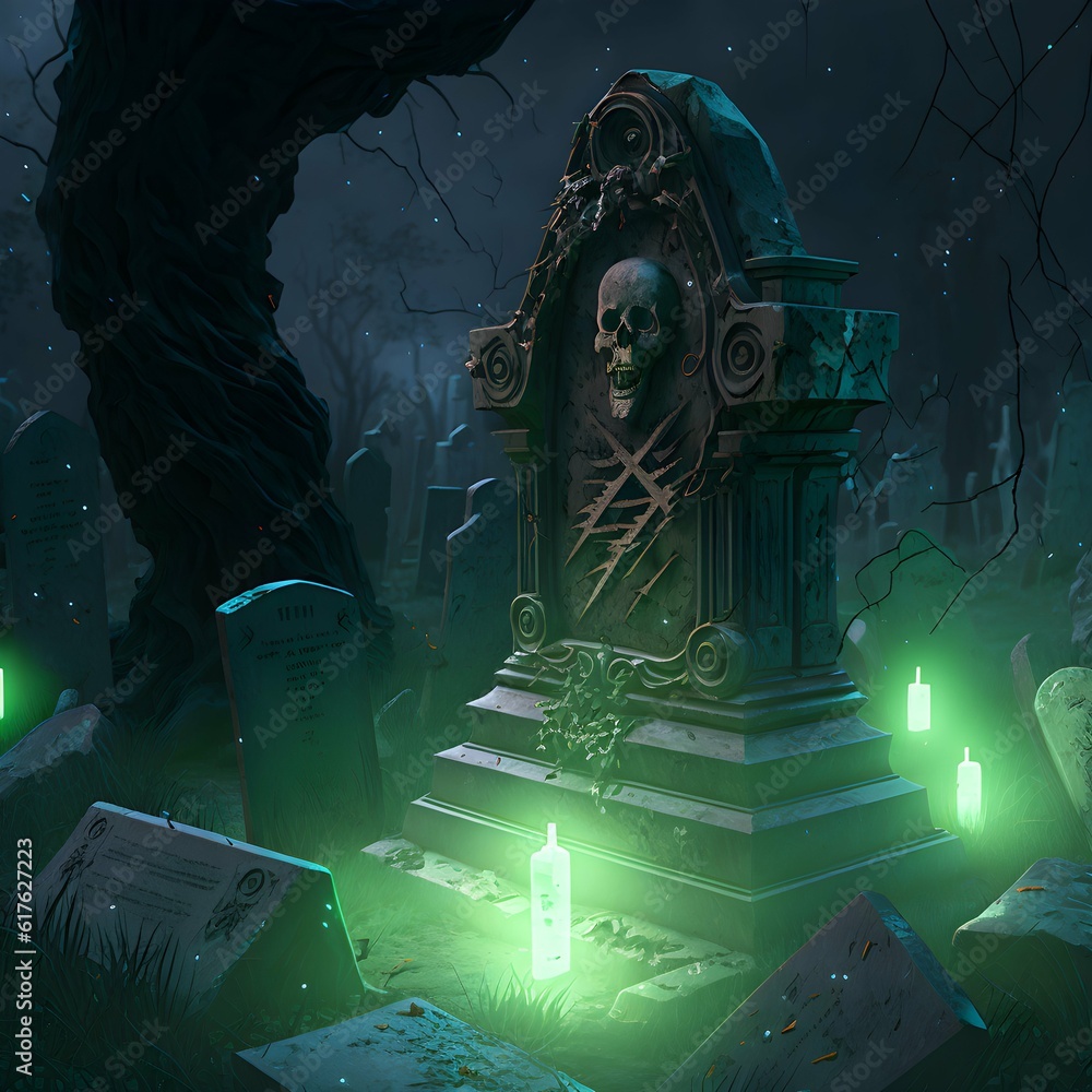 cemetary scheol abyss of the dead green light hyper detailed hyper ...