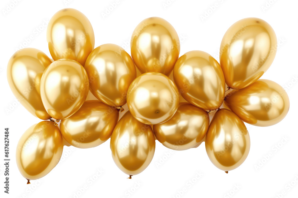 gold balloons, transparent background (PNG). Generative AI. Stock ...