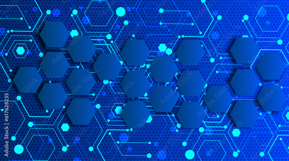 Abstract computer technology background with circuit board and hexagon tech.Vector illustration ...