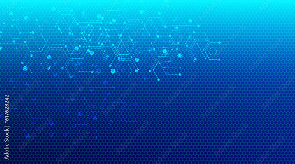 Abstract computer technology background with circuit board and hexagon ...