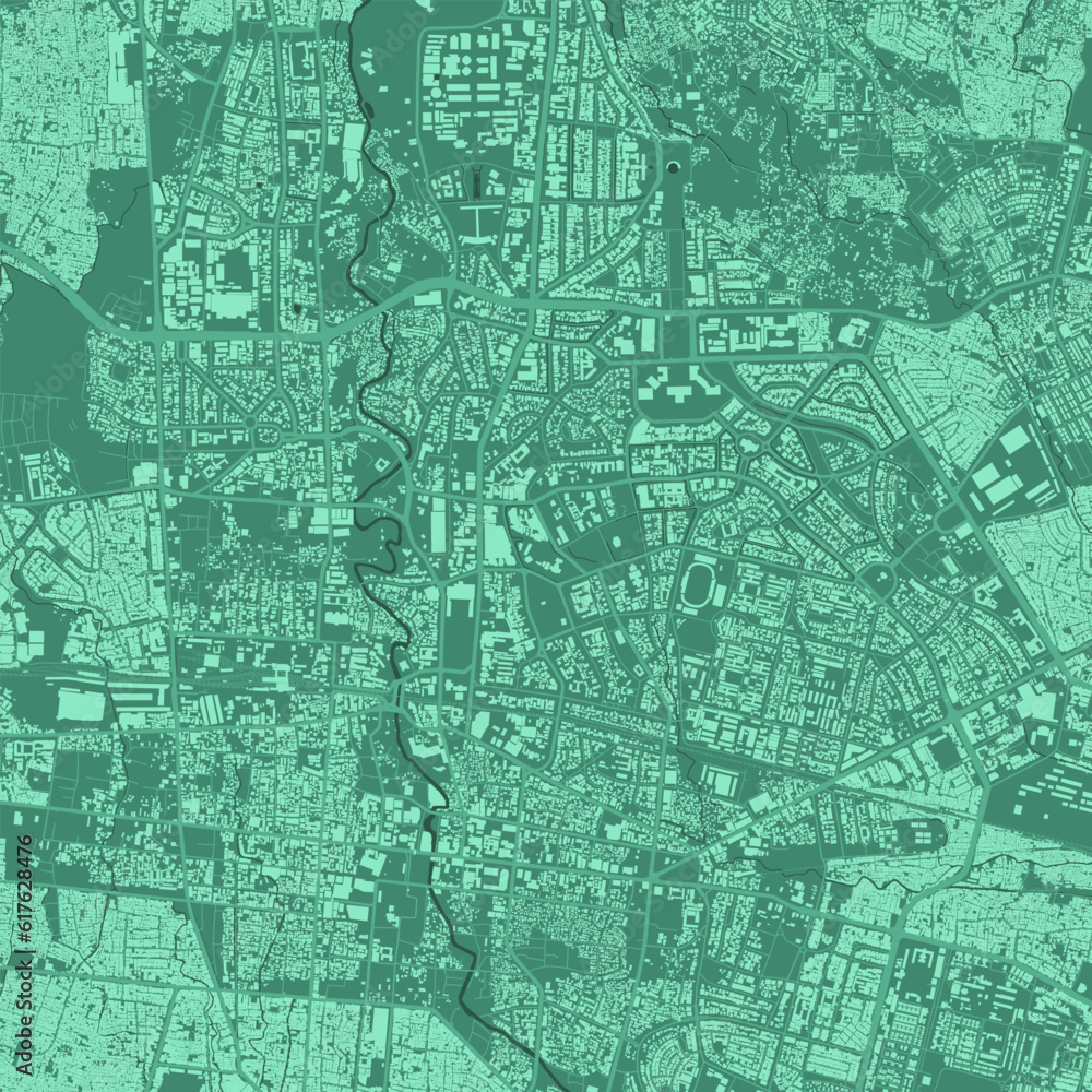 Vetor do Stock: Detailed map poster of Bandung city with buildings ...