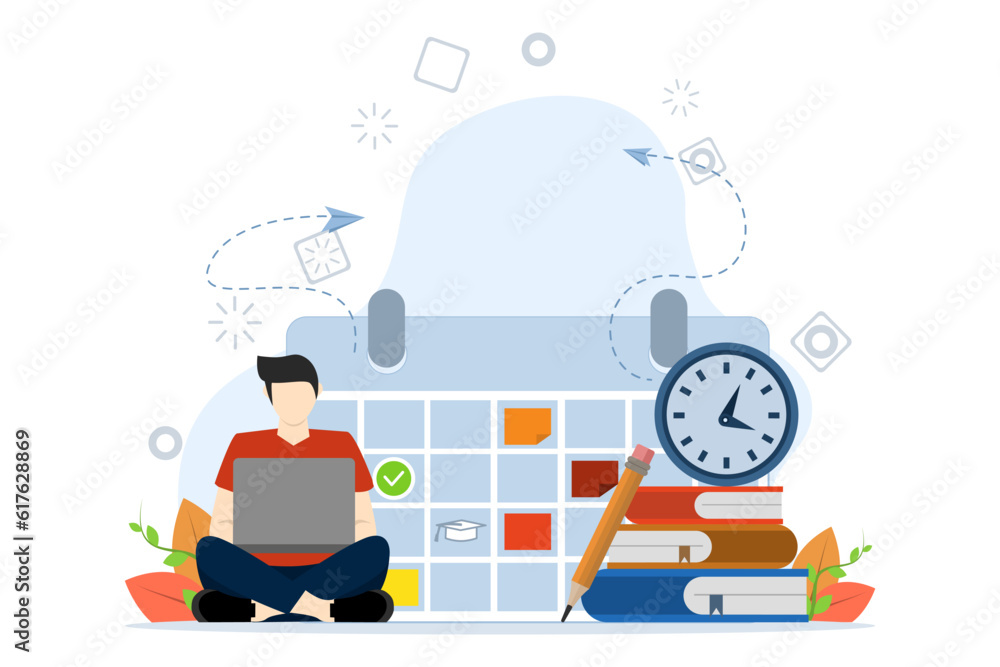 Concept of learning program, study plan, class schedule. character set ...