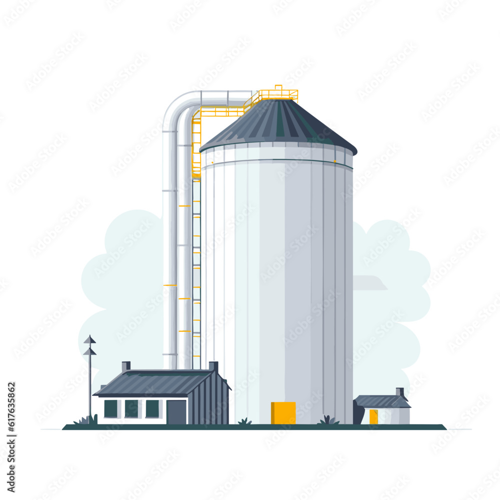 Grain Elevator in a vector cartoon style Stock Vector | Adobe Stock