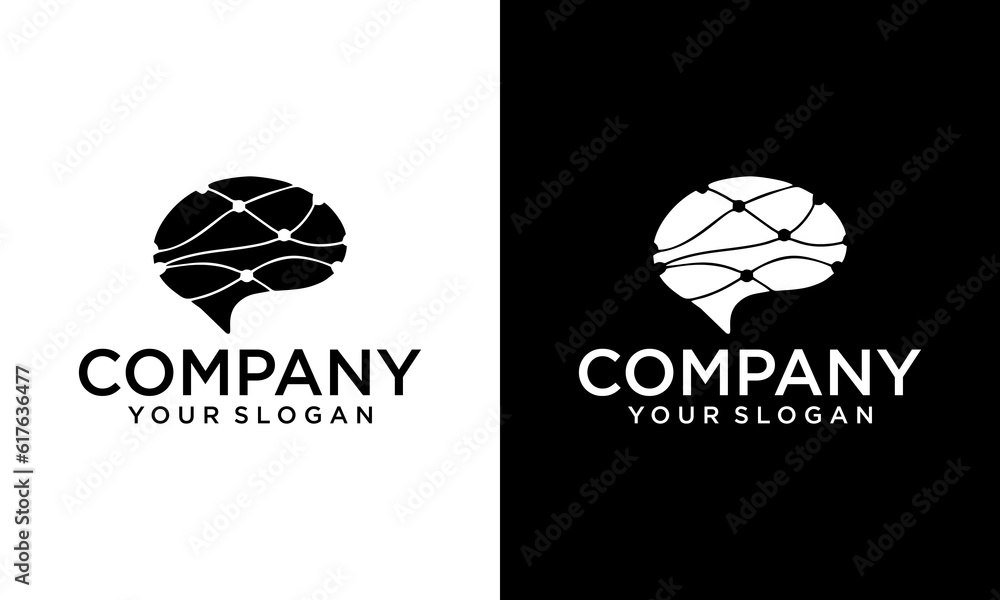 brain tech logo icon design with creative connect dot symbol. brain ...