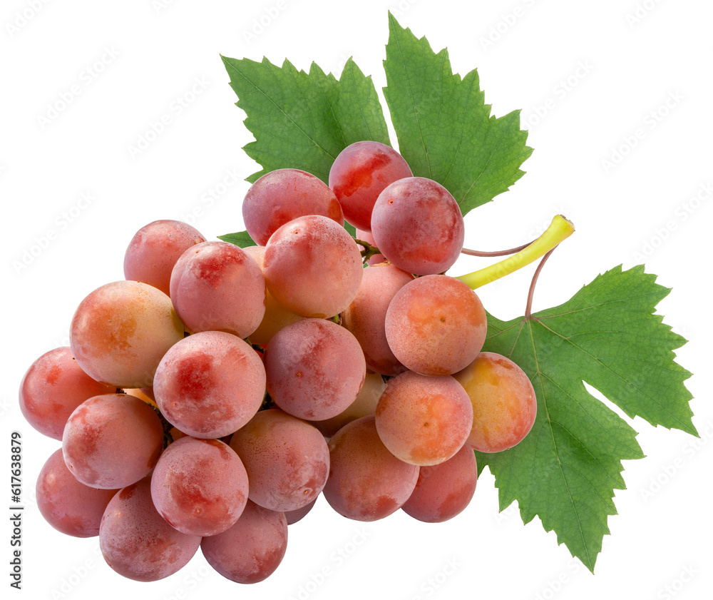 Queen Nina Grape with leaf On white background, Red grape isolate on ...