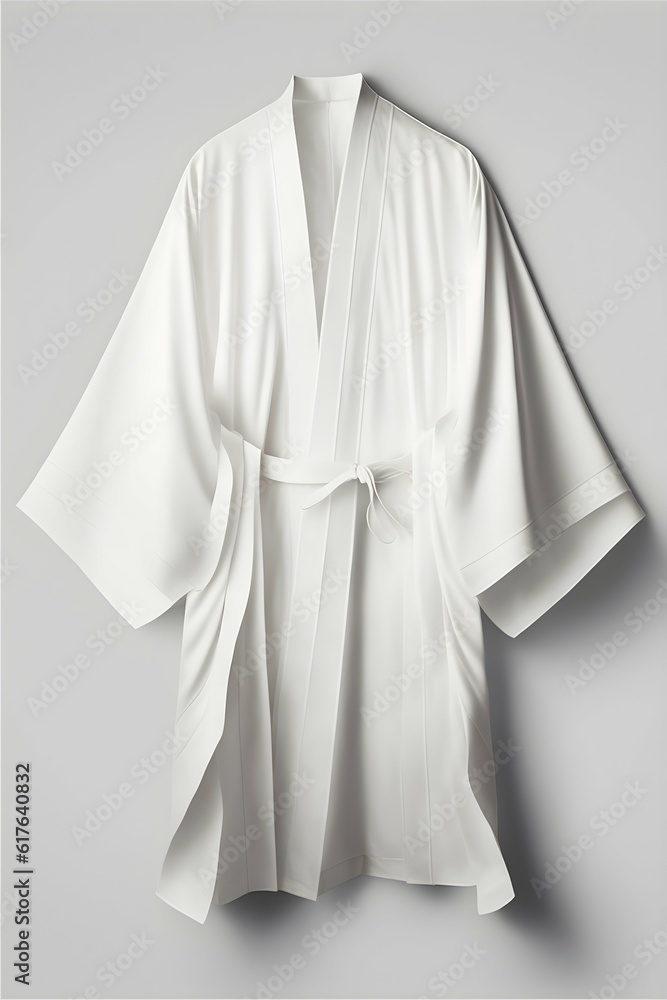 professional mockup of a long kimono plain colour white Front view ...