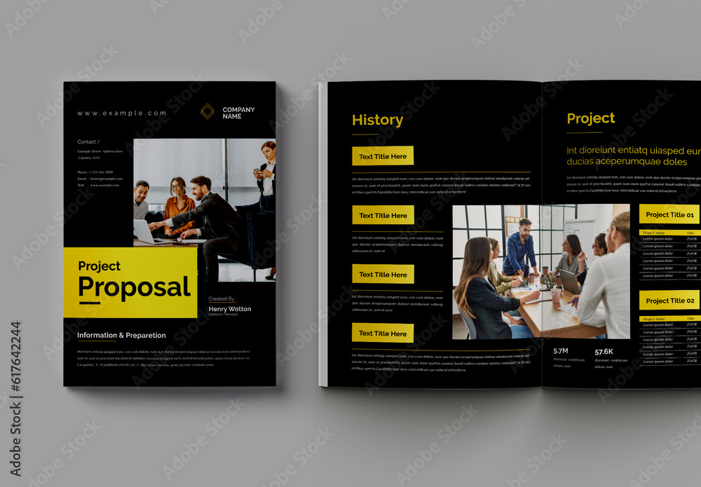 Yellow Black Proposal Layout Stock Template | Adobe Stock