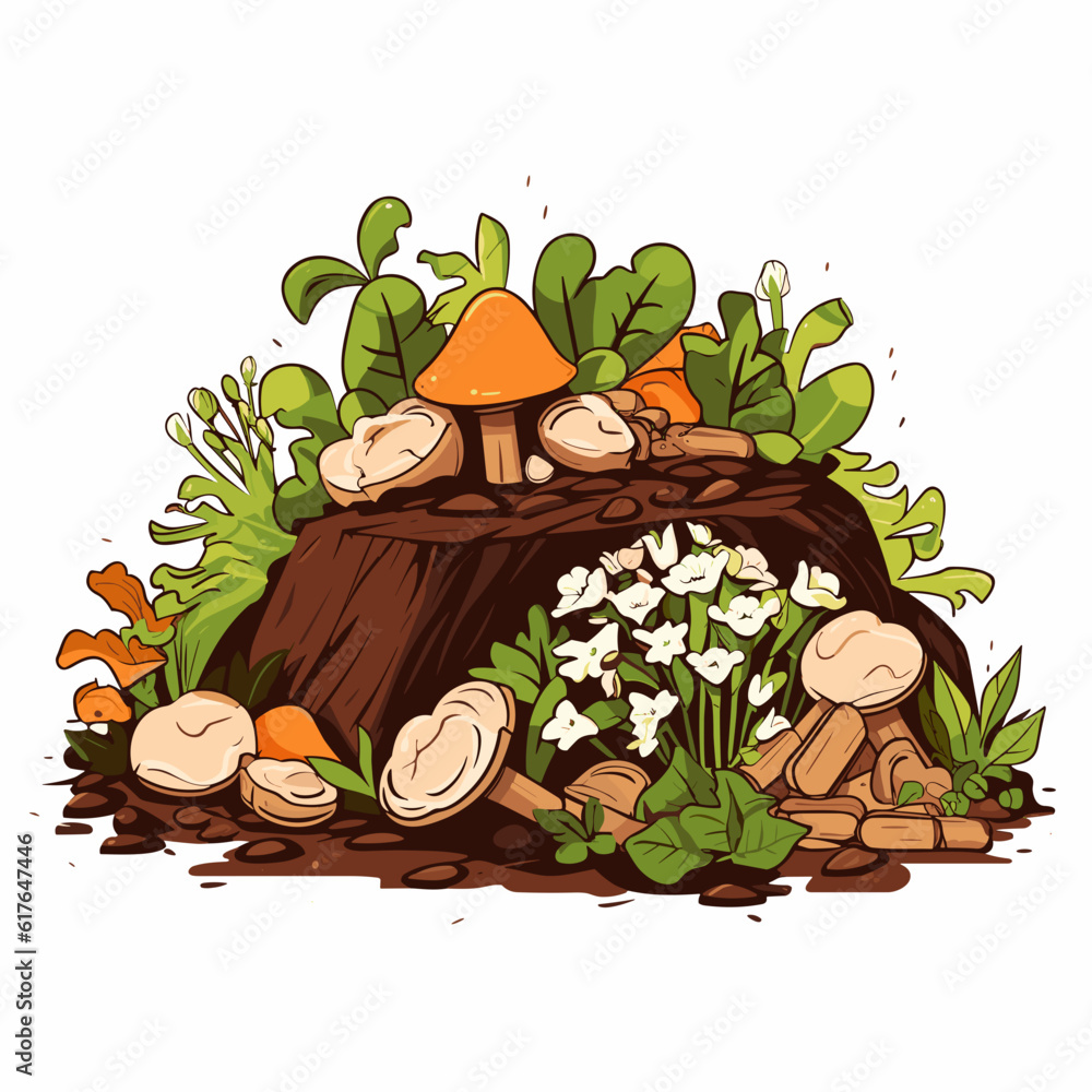 Nature's Recycle Bin: Compost Heap in Vector Cartoon Style Stock Vector ...
