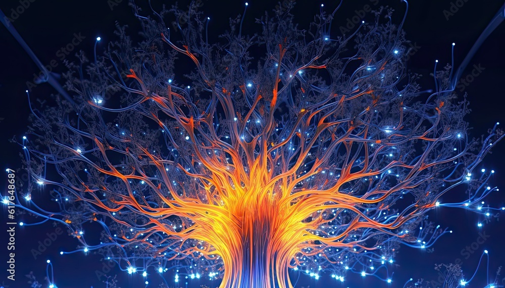 Artificial Intelligence concept a tree with branches in the form of ...