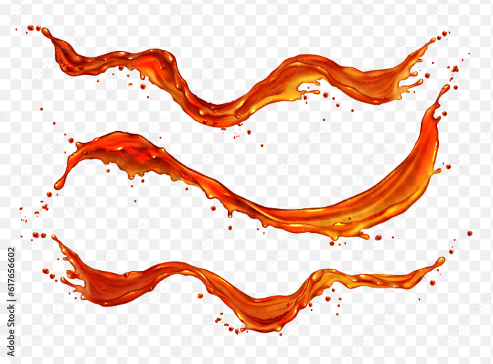 Vector red orange liquid fruit juice splash flow isolated on ...