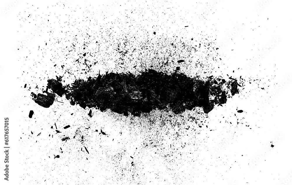 black ink splat explosion with particle and dust Stock Illustration ...