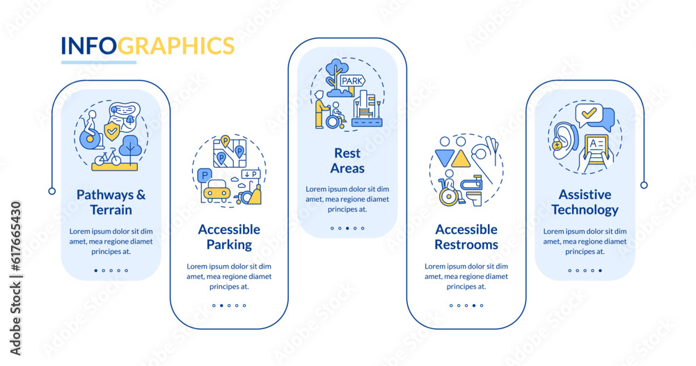 Creating accessible outdoors rectangle infographic template. Safe space ...