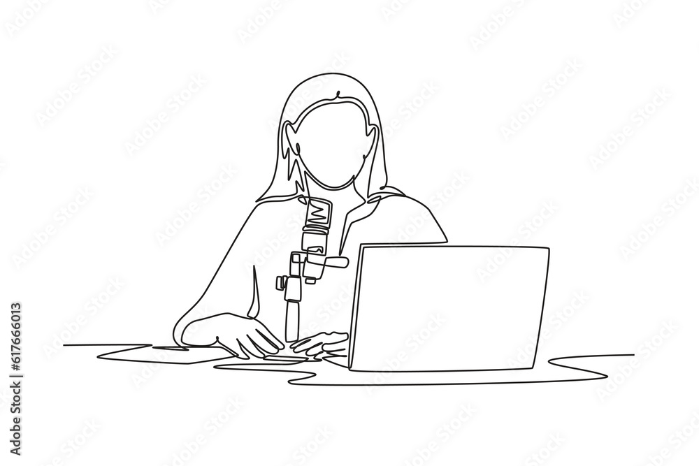 Single one line drawing Speech recognition device concept. Voiceover ...