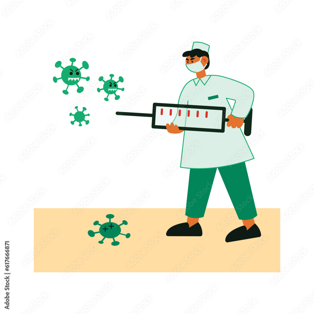 Fighting virus. Vaccination against common diseases. Medical worker ...