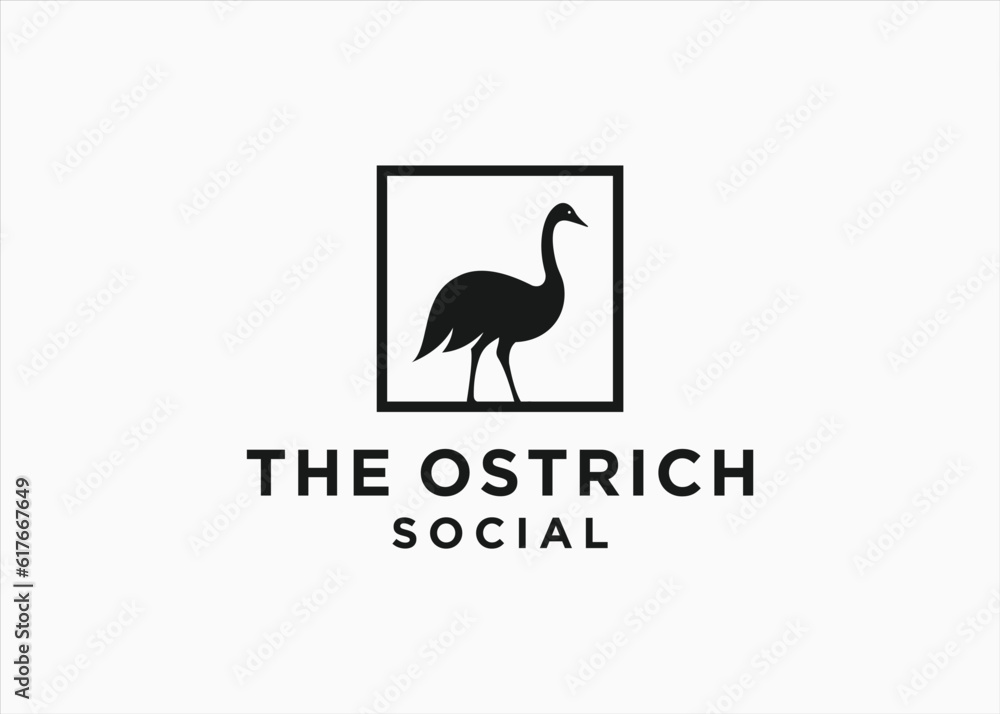 ostrich logo design vector silhouette illustration Stock Vector | Adobe ...