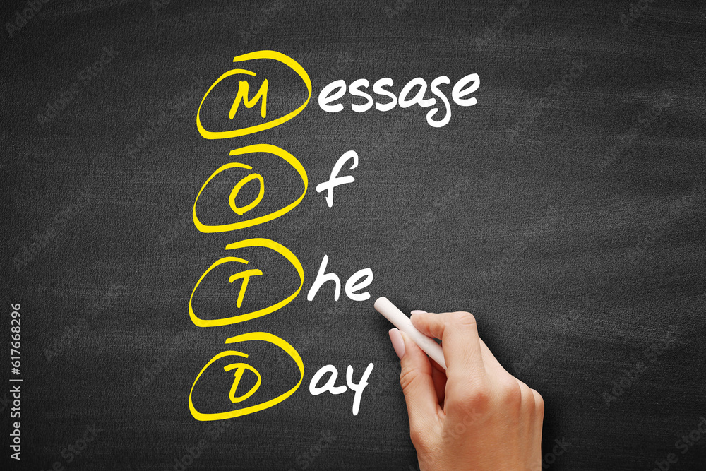Hand writing MOTD - Message Of The Day acronym with marker, concept ...