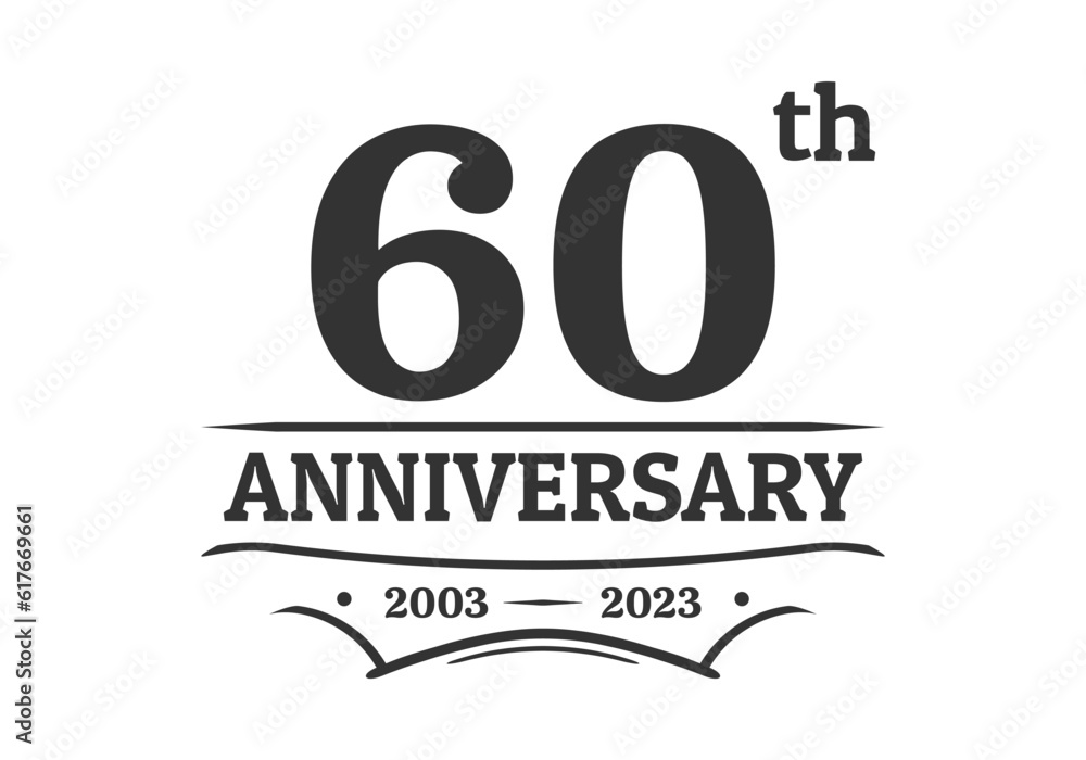 60 years anniversary logo, icon or label. 60th jubilee, birthday ...