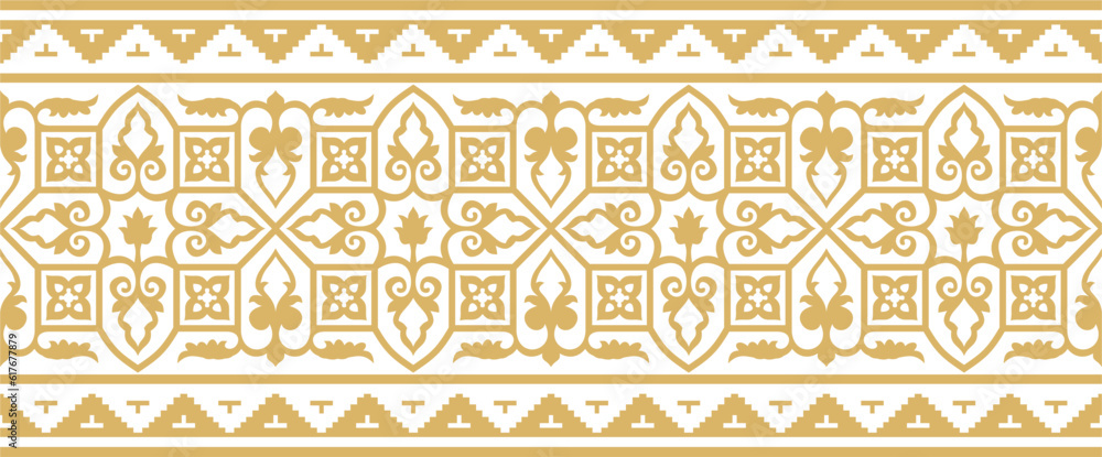 Vector golden seamless Byzantine border, frame. Endless Greek pattern ...