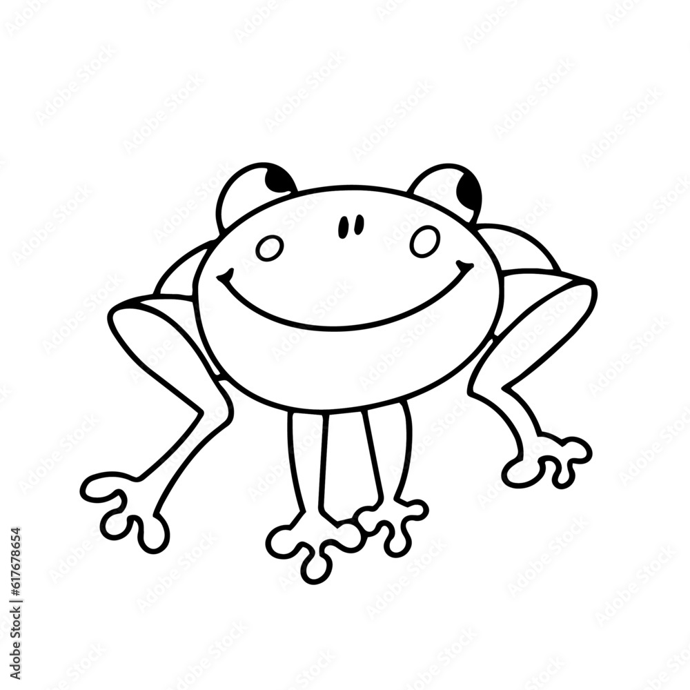 Cute funny frog for design. Drawing cartoon animal character for kids ...